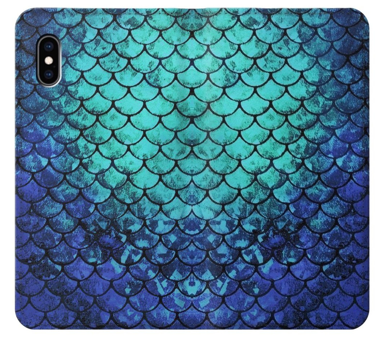 Blue Sea Mermaid Fish Scale Hard & Leather Flip Case Huawei | Etsy