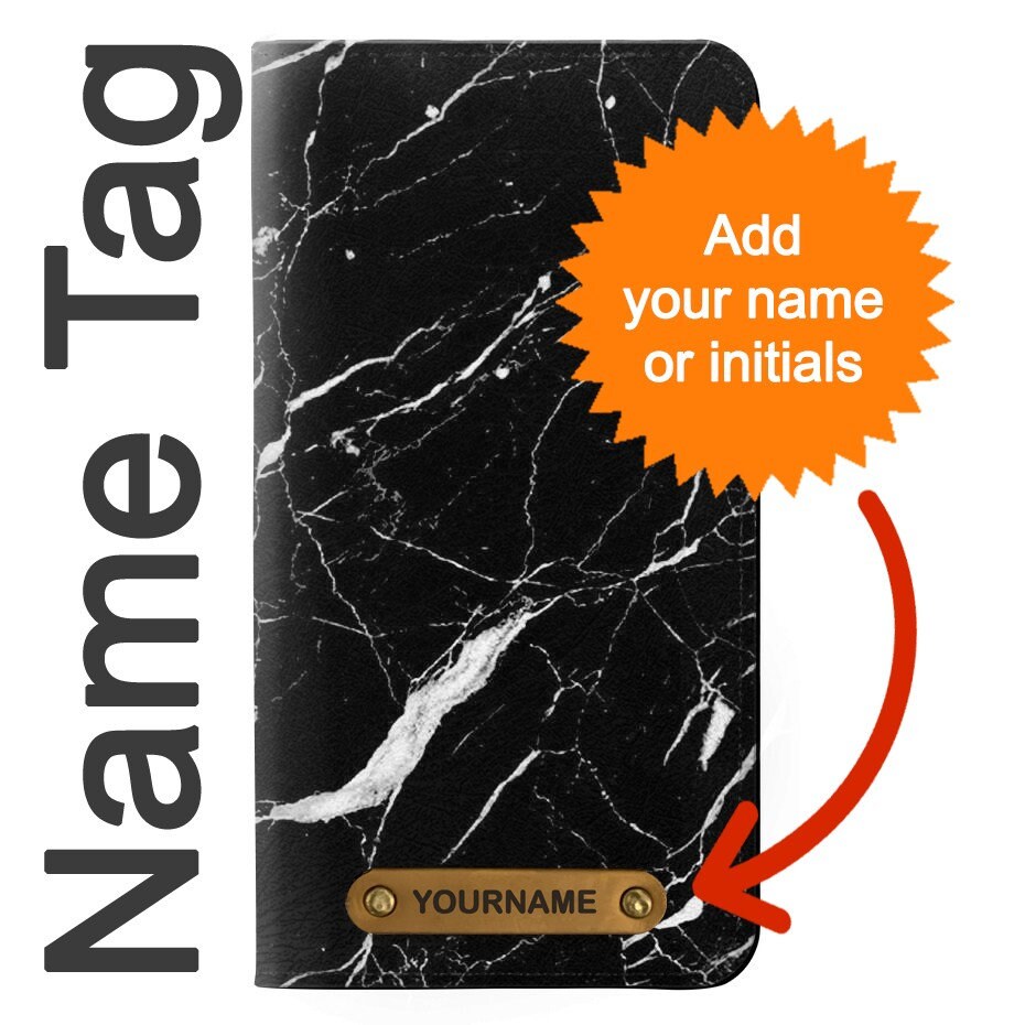 Black Marble Graphic Printed Hard & Leather Flip Case Iphone - Etsy