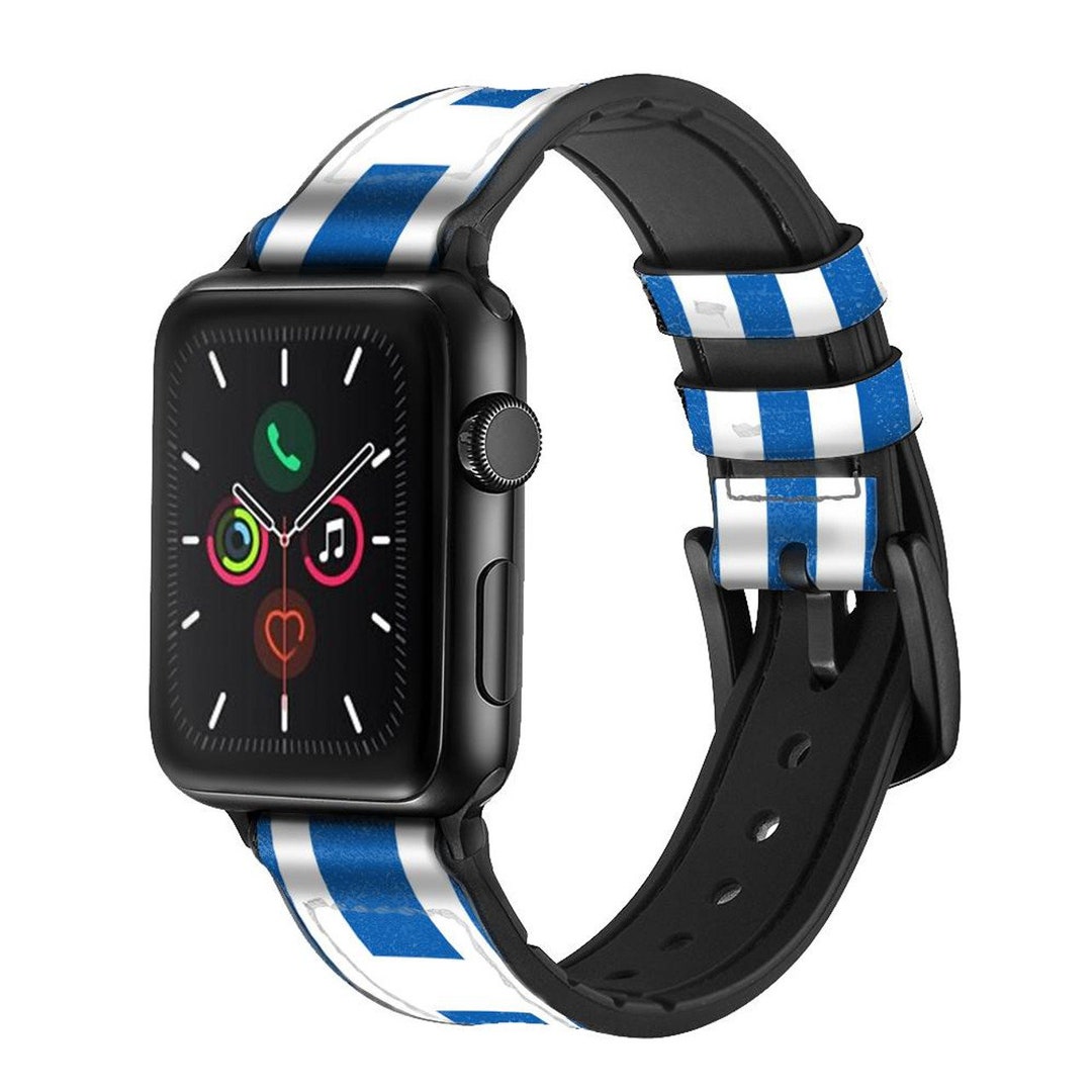 Flag of Greece Leather & Silicone Smart Watch Band Strap for Apple ...