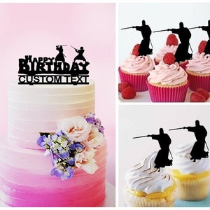 Happy Birthday Samurai Fighting Party Wedding Birthday Acrylic Cake ...