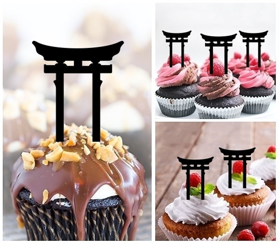 Shinto Japan Torii Gate Party Wedding Birthday Acrylic Cupcake Toppers ...