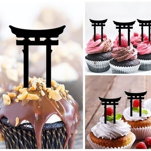 Shinto Japan Torii Gate Party Wedding Birthday Acrylic Cupcake Toppers ...