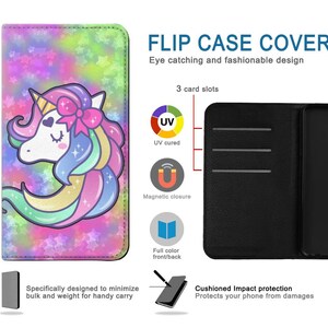 Pastel Unicorn Hard & Leather Flip Case iPhone 16 Pro Max Plus Samsung ...