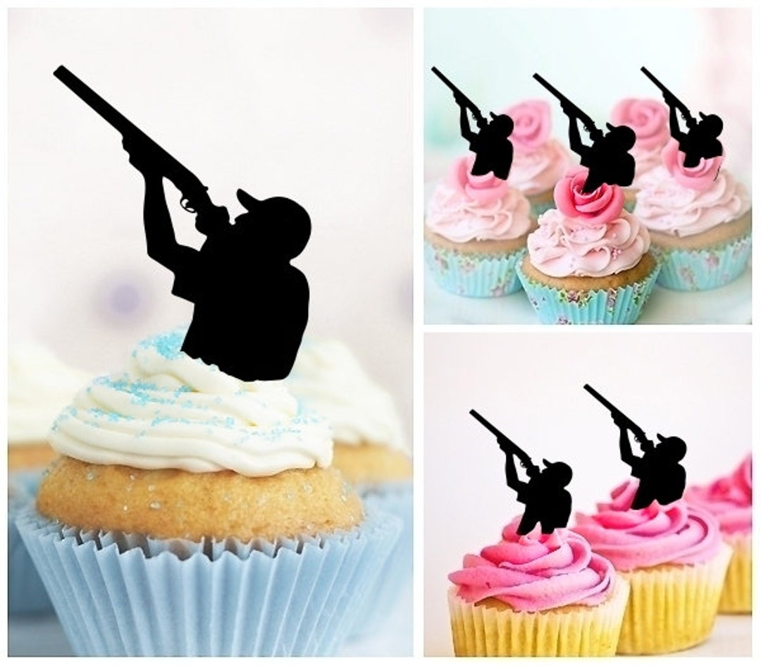 Hunter Shoot Shotgun Party Wedding Birthday Acrylic Cupcake Toppers ...