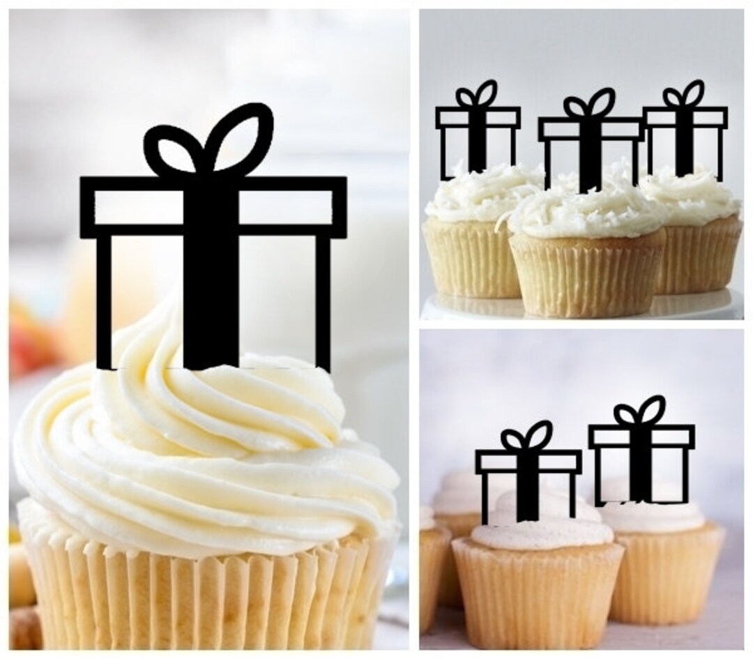Gift Box Party Wedding Birthday Acrylic Cupcake Toppers Decor 10 Pcs - Etsy
