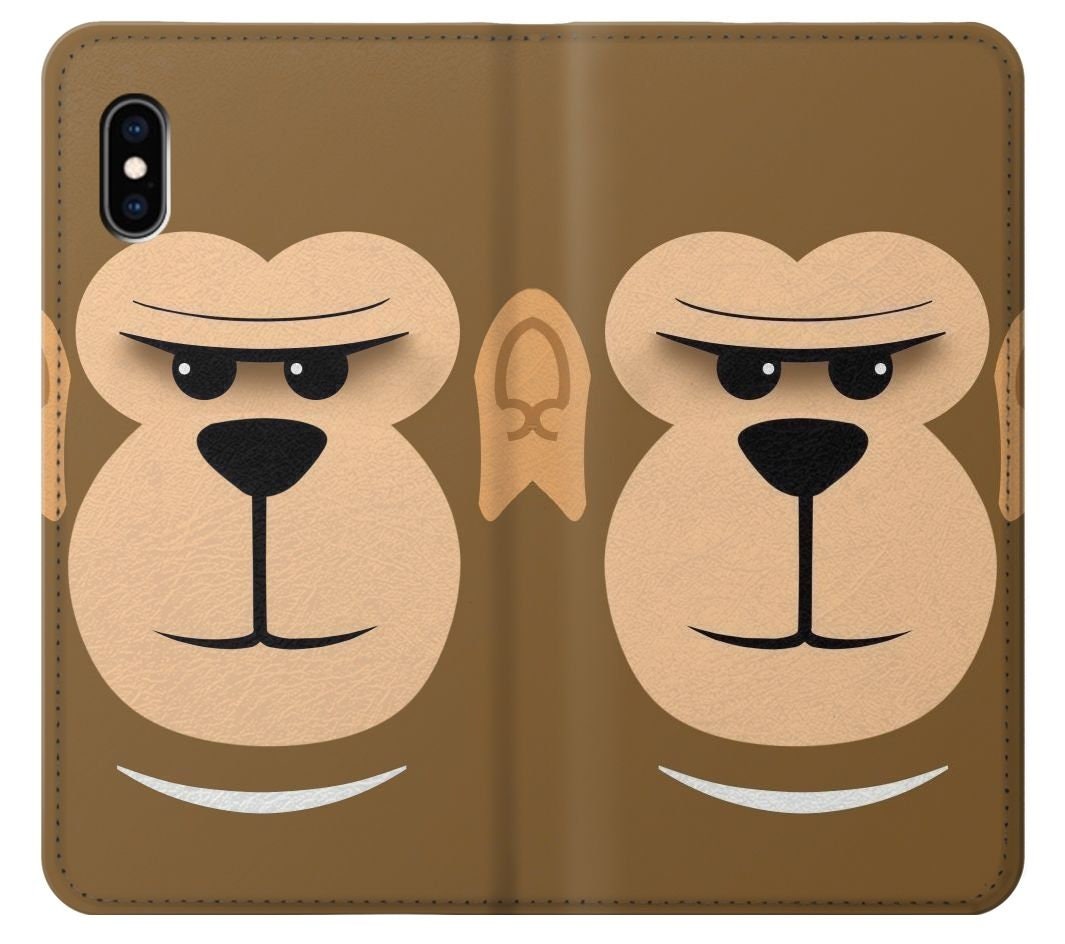 Cute Grumpy Monkey Cartoon Hard & Leather Flip Case Iphone 14 - Etsy