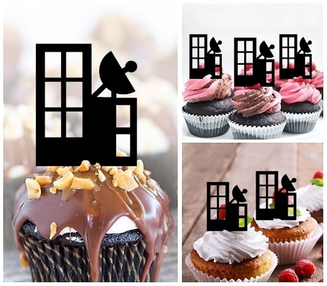Radio Station Broadcasting Party Wedding Birthday Acrylic Cupcake ...