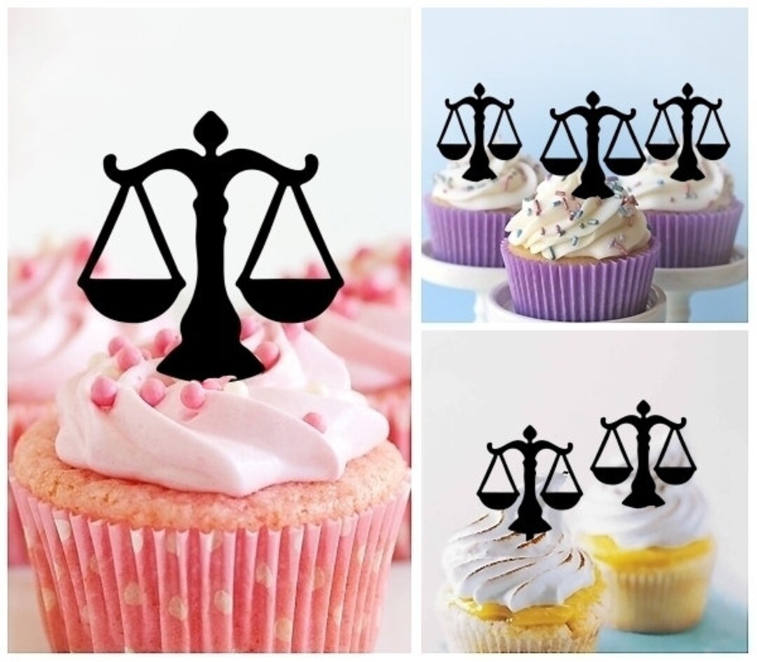 Libra Scale Balance Justice Party Wedding Birthday Acrylic Cupcake ...