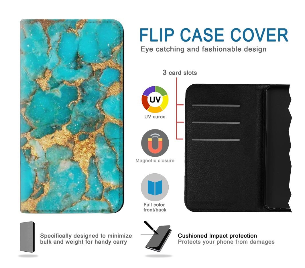 Aqua Turquoise Stone Graphic Hard & Leather Flip Case Huawei | Etsy