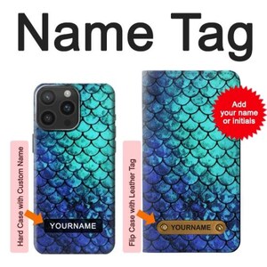 Blue Sea Mermaid Fish Scale Hard & Leather Flip Case iPhone 17 Pro Max ...
