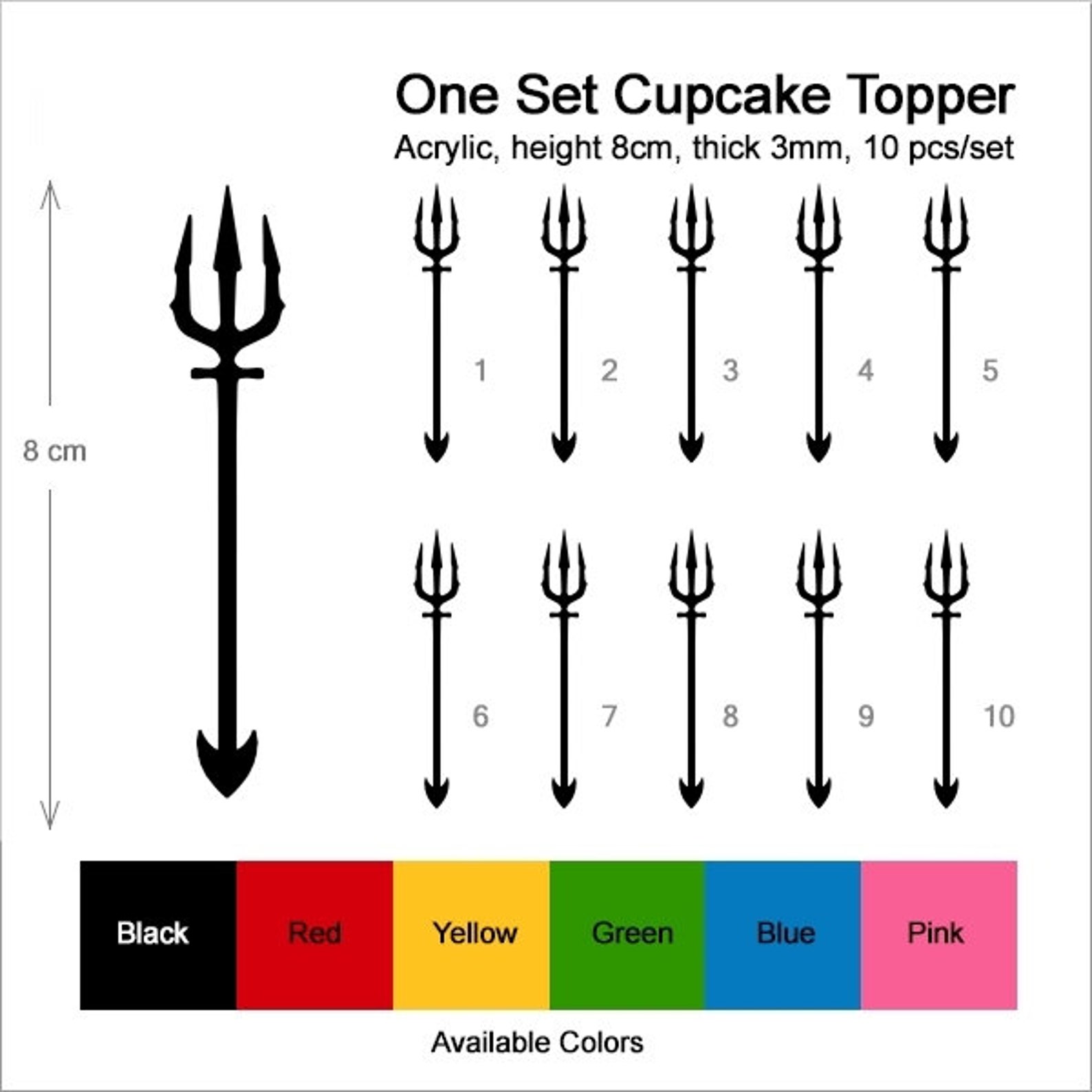 Pitchfork Trident Arrow Party Wedding Birthday Acrylic Cupcake Toppers ...