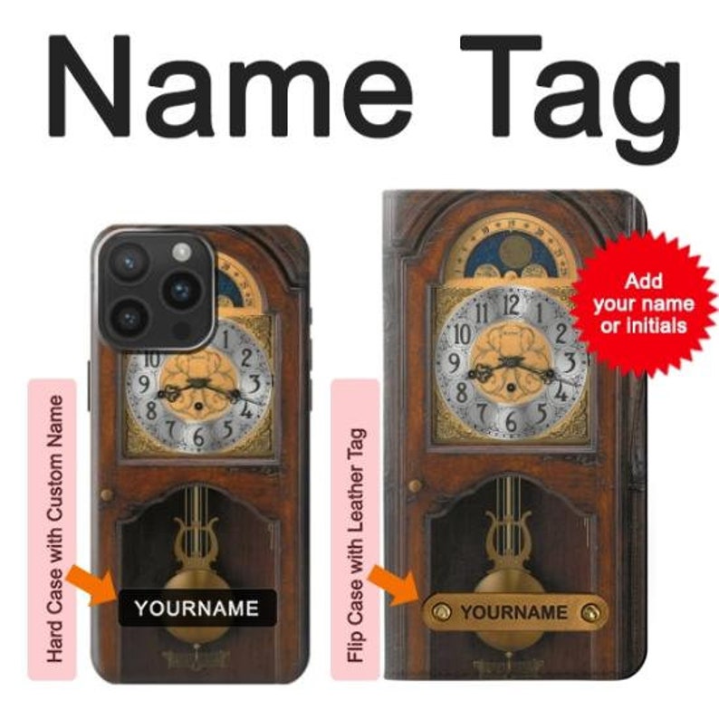 Grandfather Clock Antique Wall Clock Hard & Leather Flip Case iPhone 17 ...