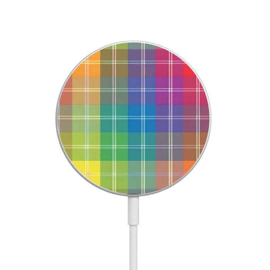 LGBTQ Rainbow Plaid Tartan Magsafe 15W Magnetic Wireless Charger ...