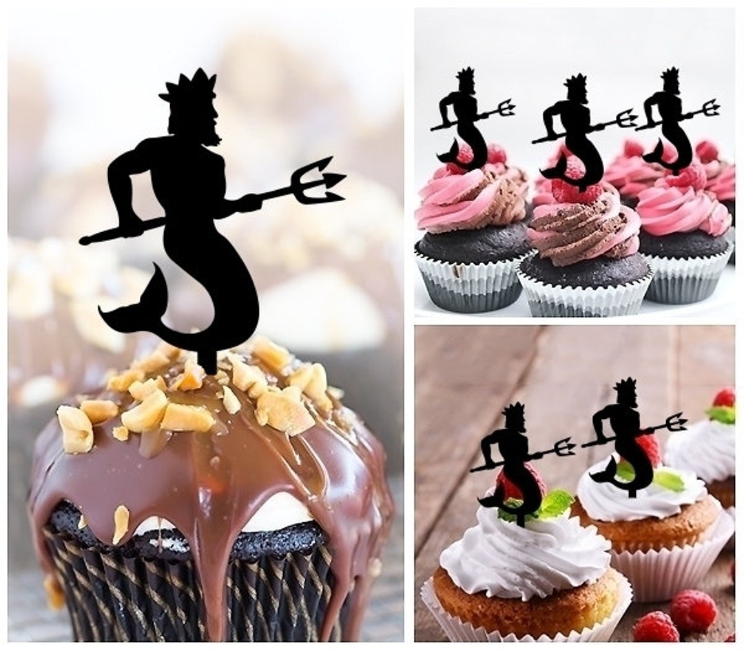Neptune Greek God Poseidon Party Wedding Birthday Acrylic Cupcake ...