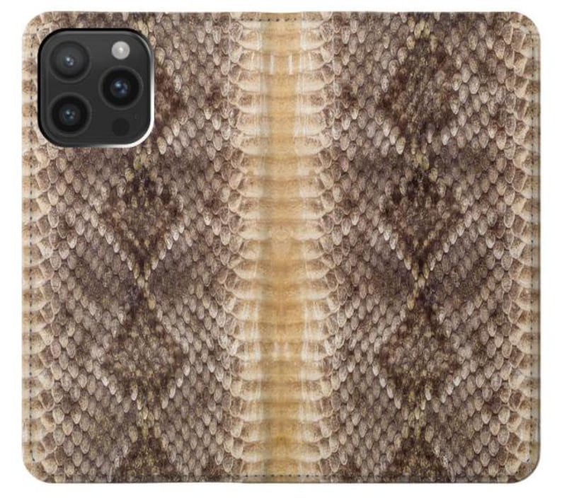 Rattle Snake Skin Graphic Printed Hard & Leather Flip Case iPhone 17 ...