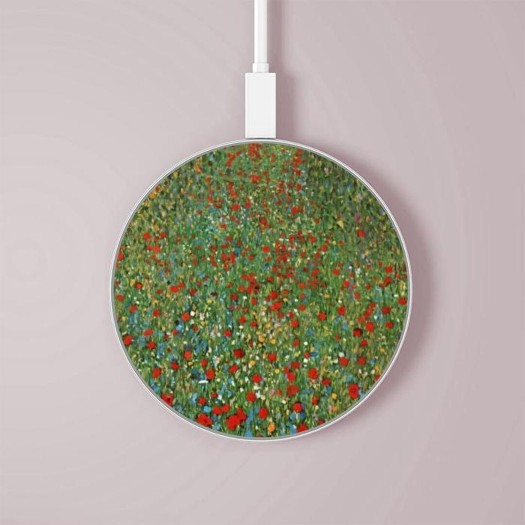 Gustav Klimt Poppy Field Wireless Charger Pad 15W Type-c iPhone Android ...