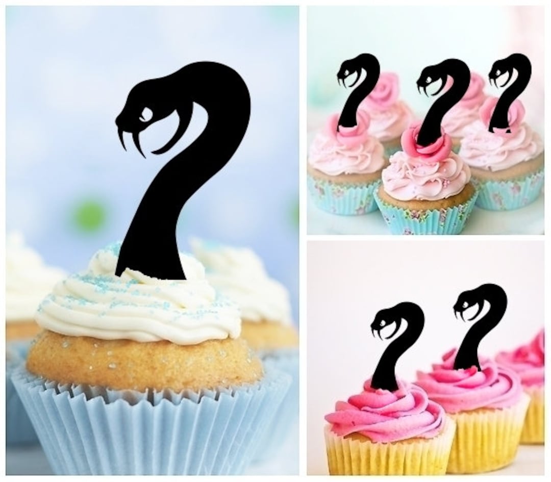 Cobra Snake Head Party Wedding Birthday Acrylic Cupcake Toppers Decor ...