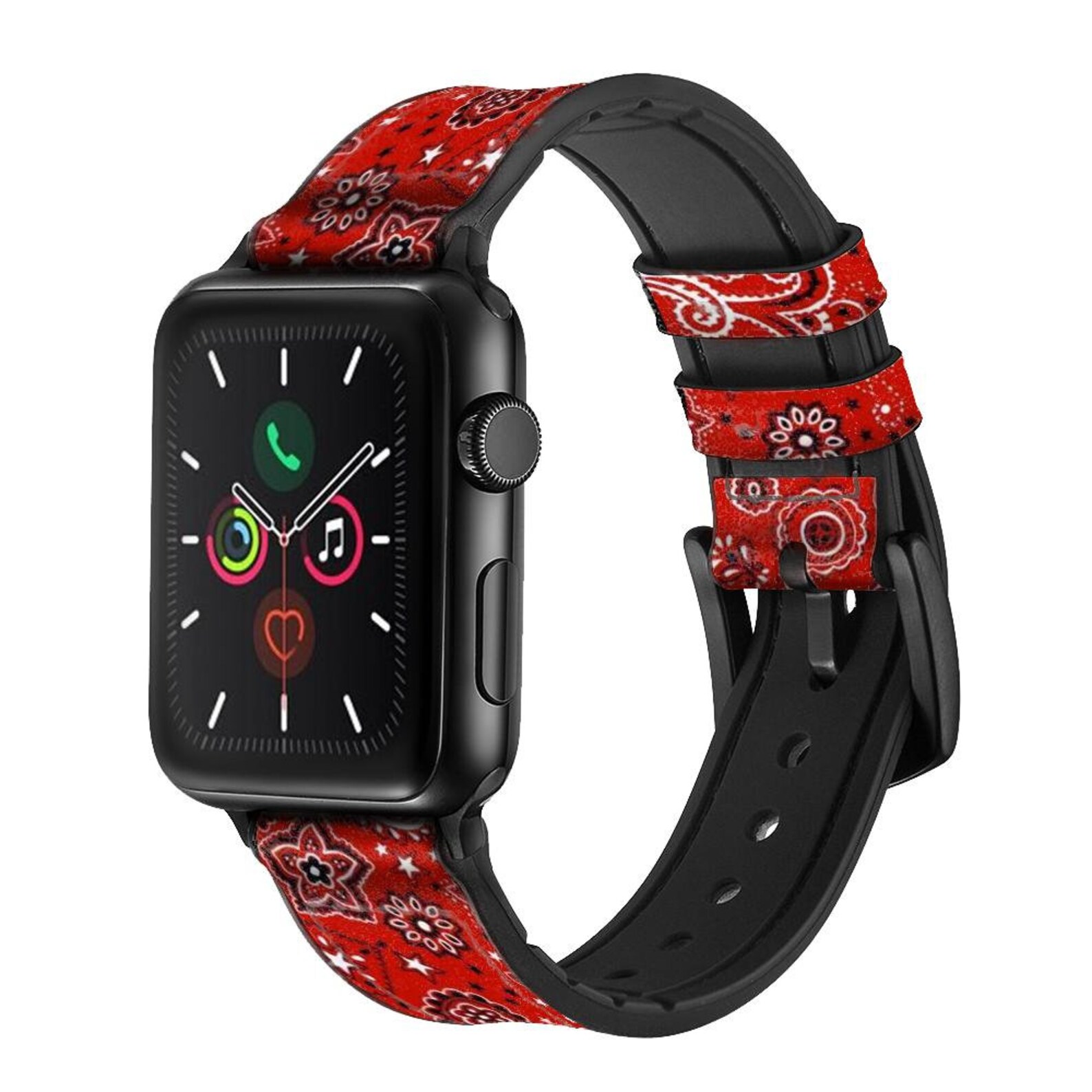 Red Classic Bandana Leather & Silicone Smart Watch Band Strap - Etsy