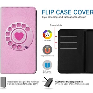 Pink Retro Rotary Phone Hard & Leather Flip Case Huawei Motorola Moto G ...