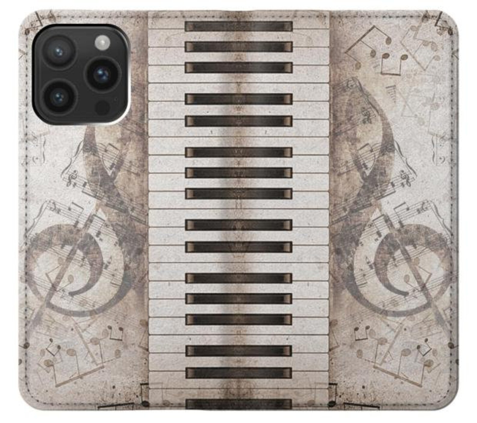 Music Note Hard & Leather Flip Case iPhone 17 Pro Max Air Samsung ...