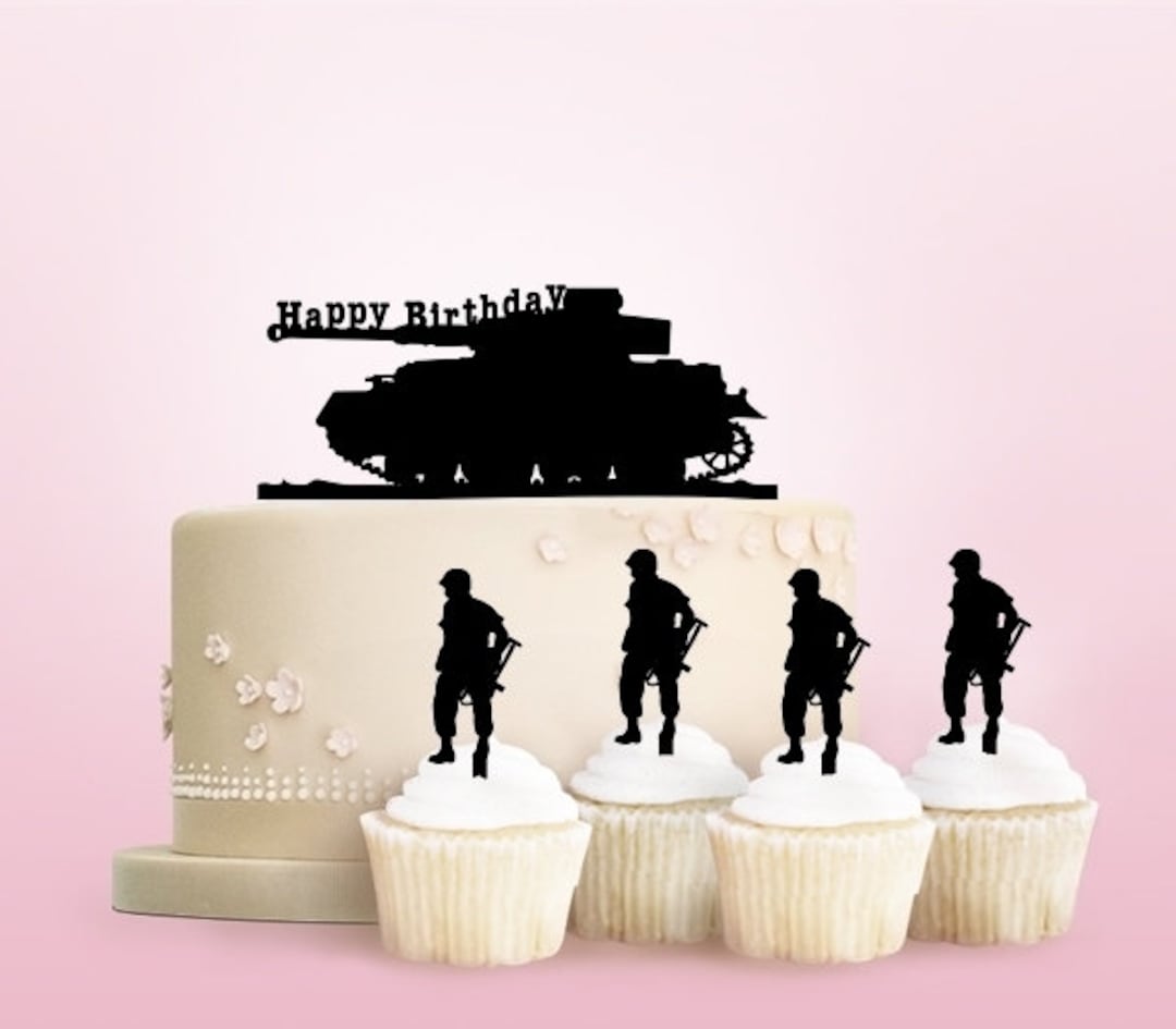 Tank Military Vehicle Party Wedding Birthday Acrylic Cake Topper ...