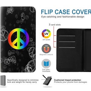 Peace Sign Hard & Leather Flip Case Iphone 14 Pro Max Plus - Etsy