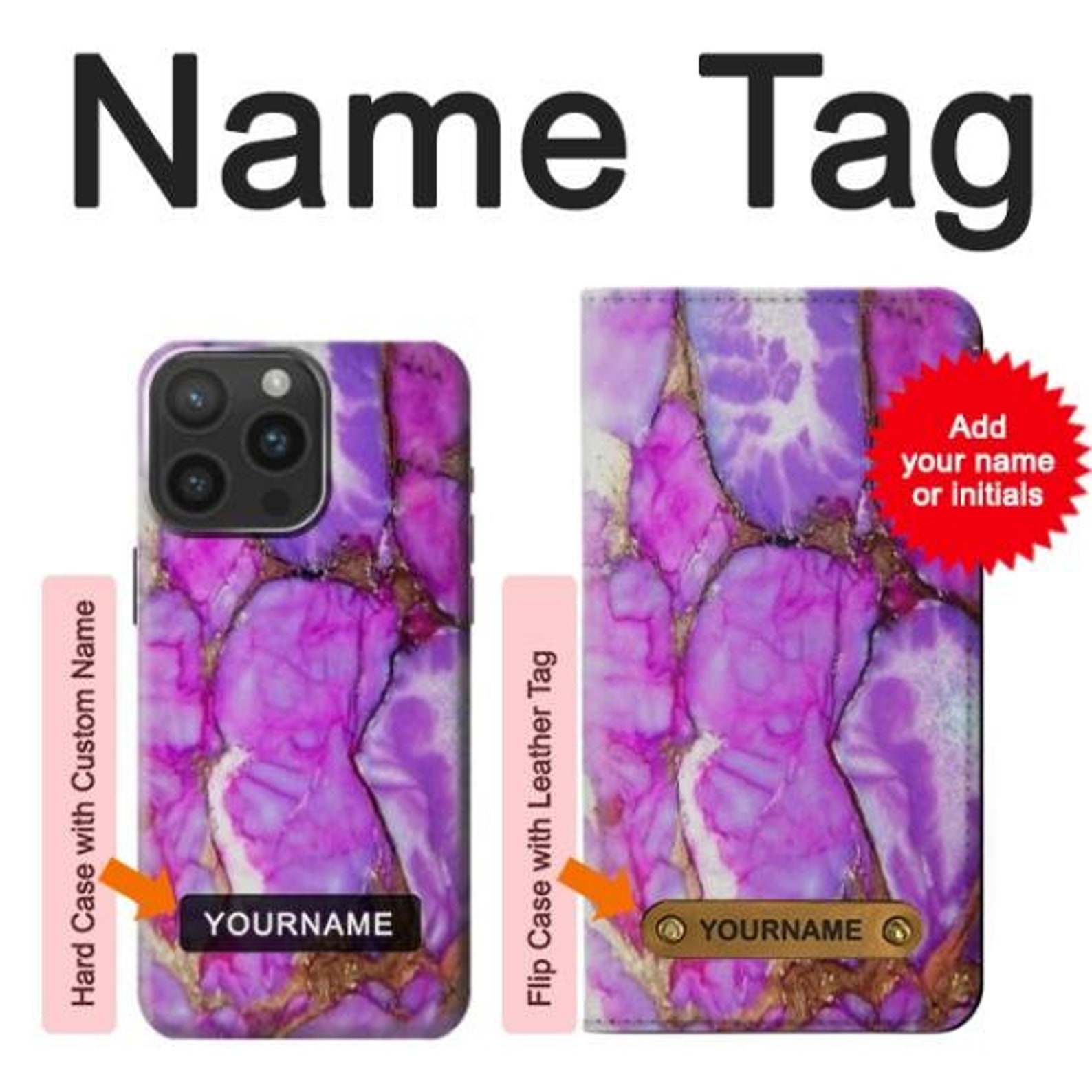 Purple Turquoise Stone Hard & Leather Flip Case iPhone 17 Pro Max Air ...