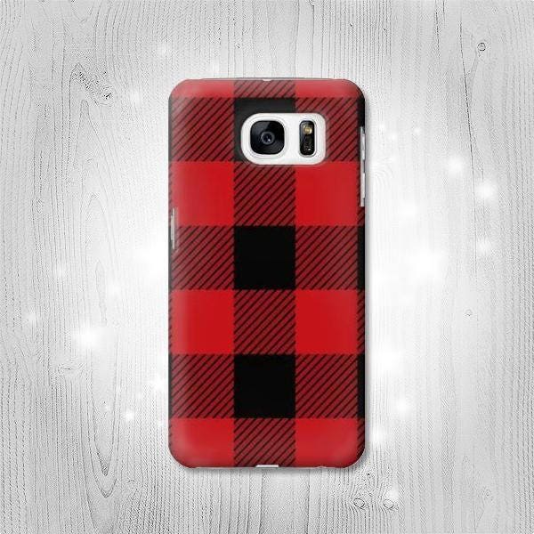Red Buffalo Check Pattern Hard & Leather Flip Case Huawei LG - Etsy