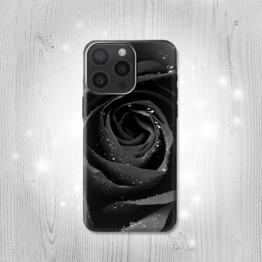 Black Rose Hard & Leather Flip Case iPhone 16 Pro Max Plus Samsung ...
