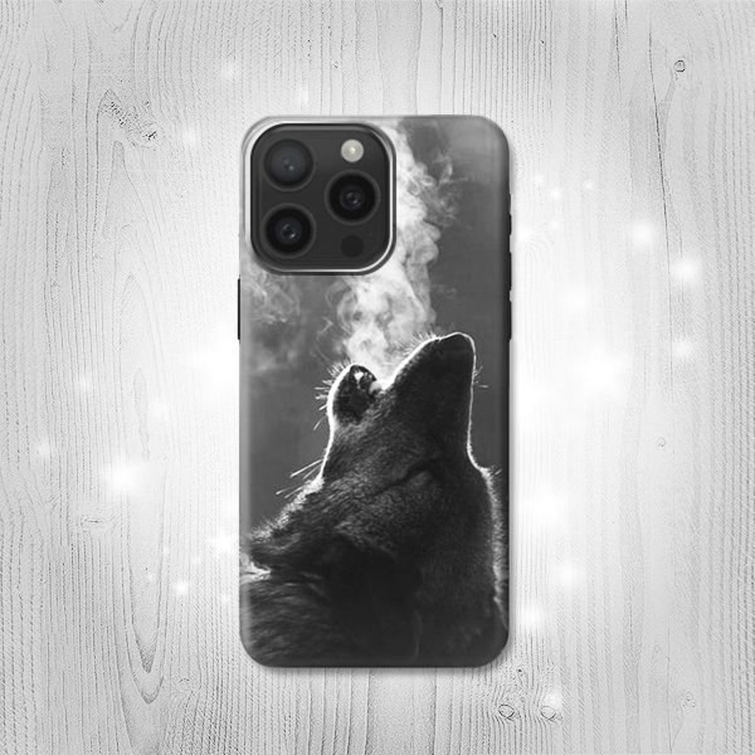Wolf Howling Hard & Leather Flip Case iPhone 16 Pro Max Plus Samsung ...