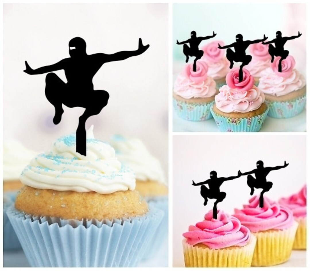 American Ninja Jump Party Wedding Birthday Acrylic Cupcake Toppers ...