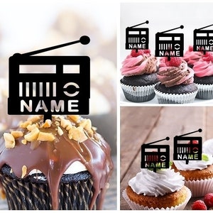 Vintage Retro Radio Party Wedding Birthday Acrylic Cupcake Toppers ...