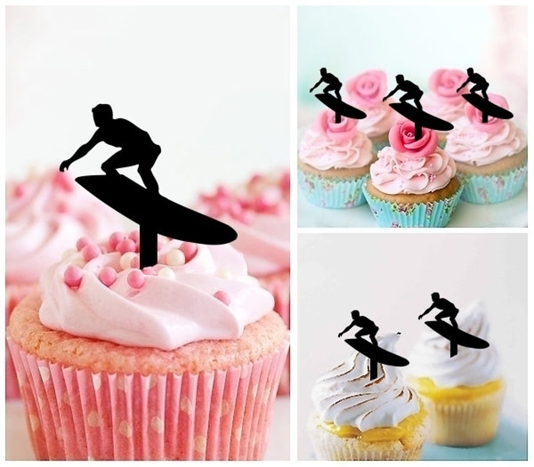 Extreme Surf Surfing Party Wedding Birthday Acrylic Cupcake Toppers ...