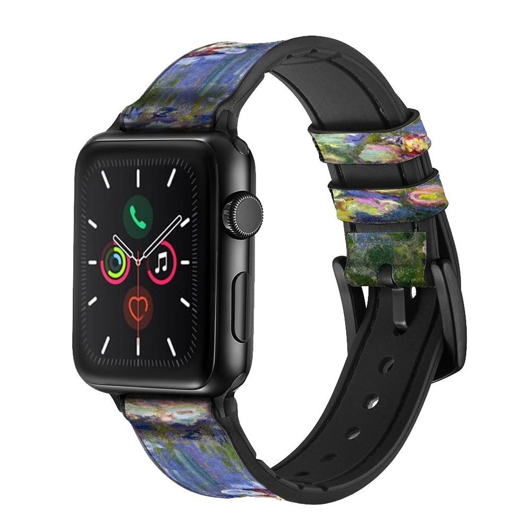 Claude Monet Water Lilies Leather & Silicone Smart Watch Band Strap for ...