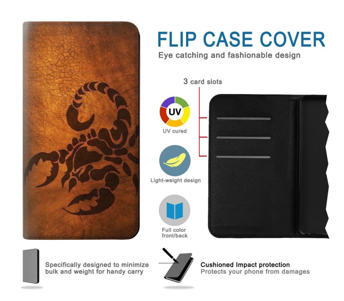 Scorpion Tattoo Hard & Leather Flip Case Huawei LG Velvet - Etsy