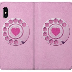 Pink Retro Rotary Phone Hard & Leather Flip Case Huawei Motorola Moto G ...