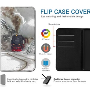 Steam Train Hard & Leather Flip Case iPhone 17 Pro Max Air Samsung ...