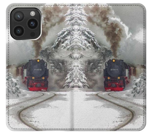 Steam Train Hard & Leather Flip Case iPhone 17 Pro Max Air Samsung ...