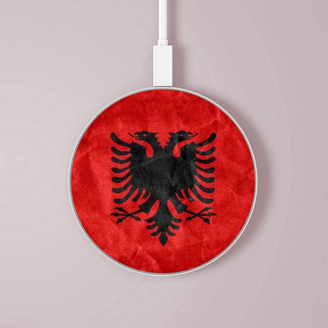 Albania Football Soccer Red Flag Wireless Charger Pad 15W Type-c iPhone ...
