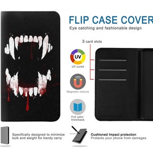 Vampire Teeth Bloodstain Hard & Leather Flip Case Huawei Motorola Moto ...