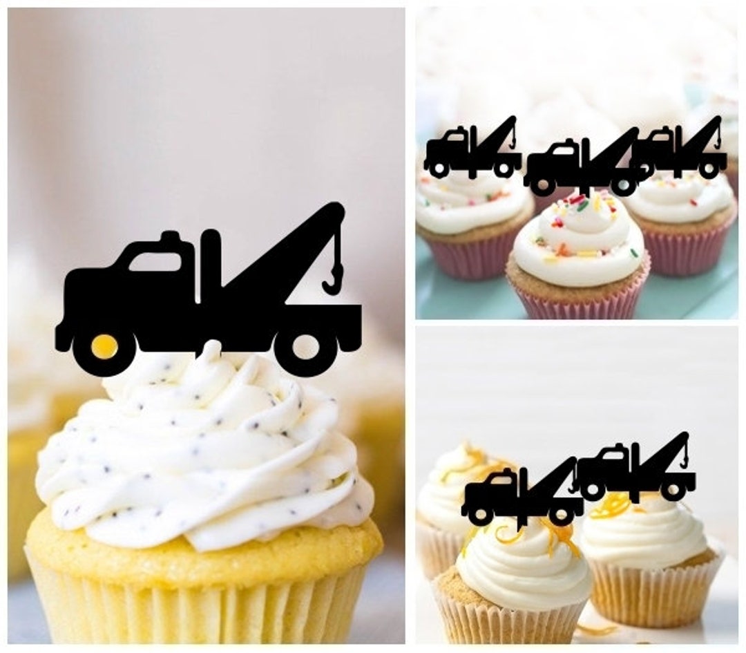 Tow Truck Party Wedding Birthday Acrylic Cupcake Toppers Decor 10 Pcs ...