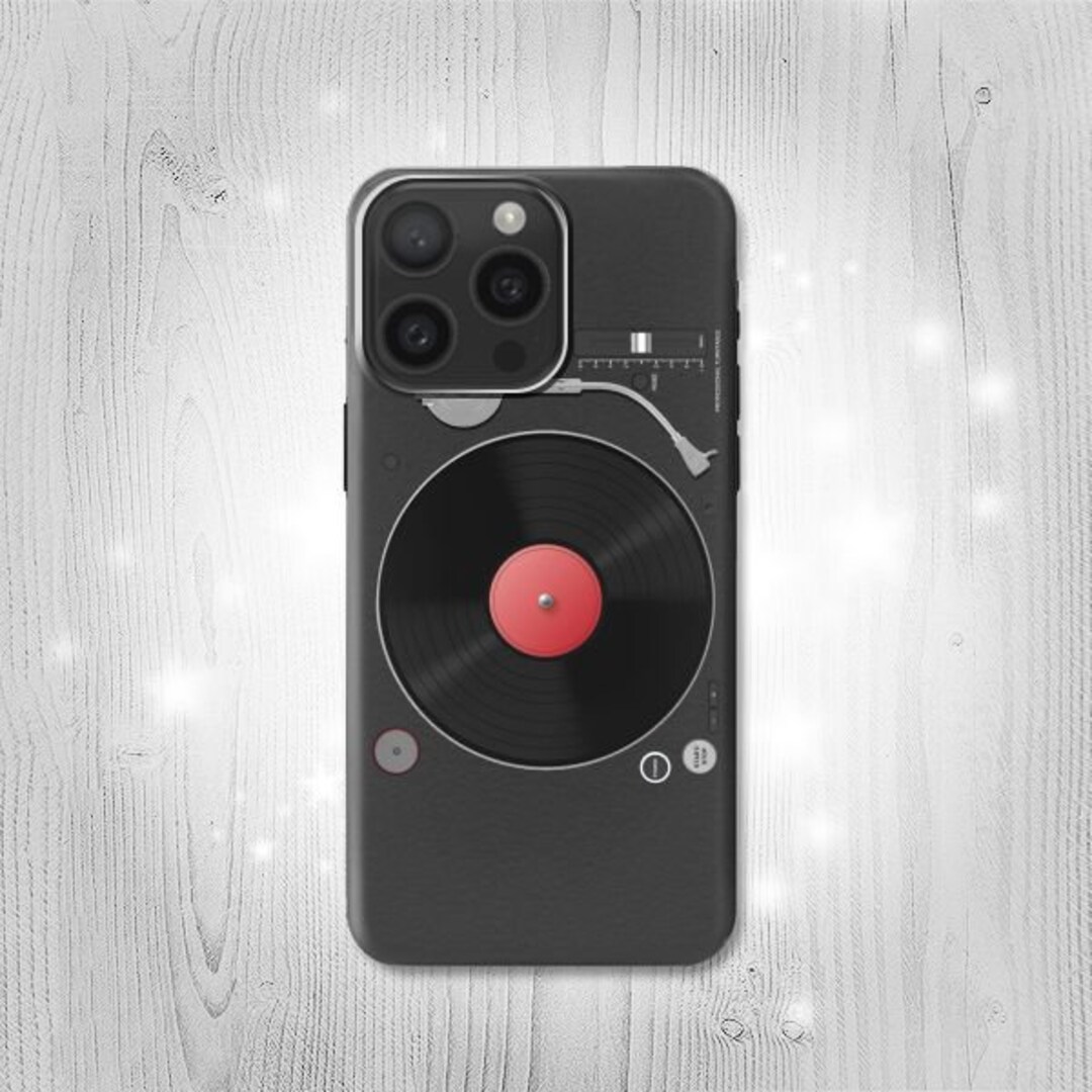 Turntable Vinyl Record Play Graphic Hard & Leather Flip Case iPhone 16 ...