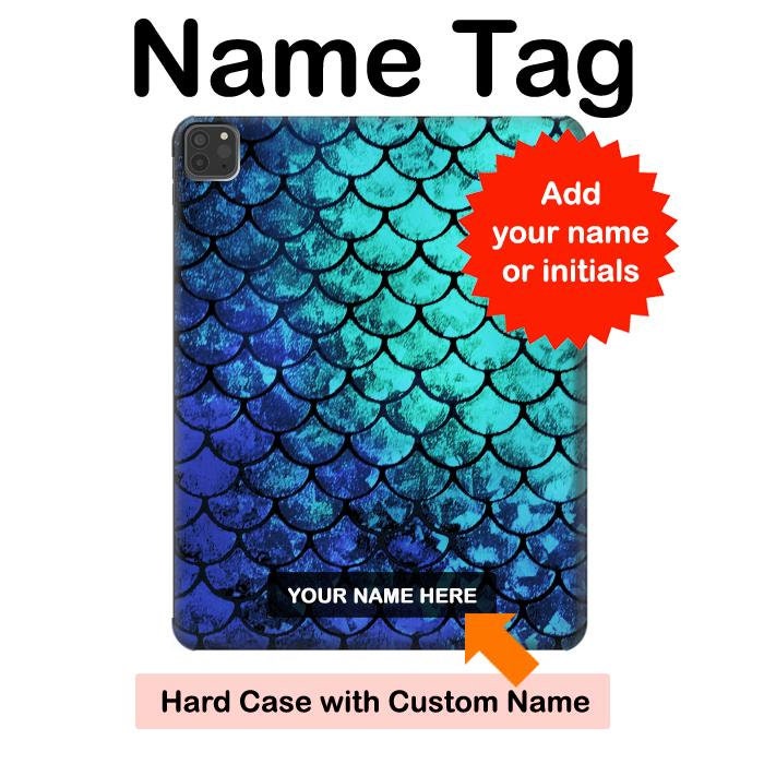 Blue Sea Mermaid Fish Scale Hard Back Case for iPad 6 5 9.7 iPad Mini 6 ...