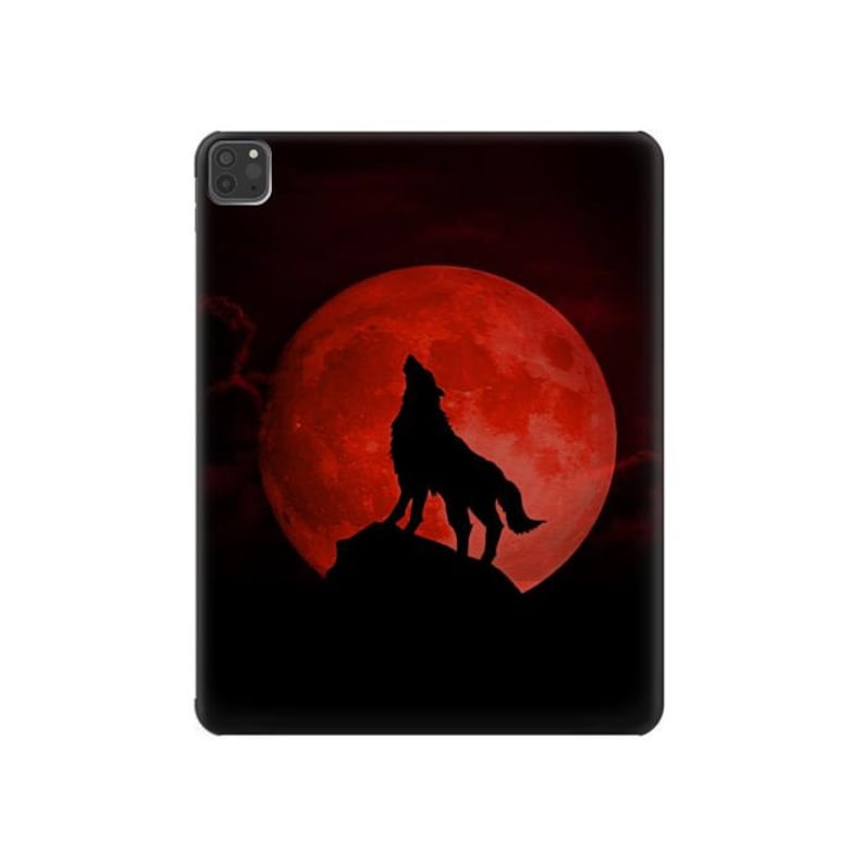Wolf Howling Red Moon Hard Back Case for iPad 6 5 9.7 iPad Mini 6 7 ...