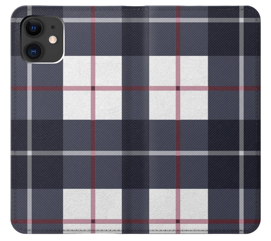 Plaid Fabric Pattern Hard & Leather Flip Case Iphone 14 Pro - Etsy