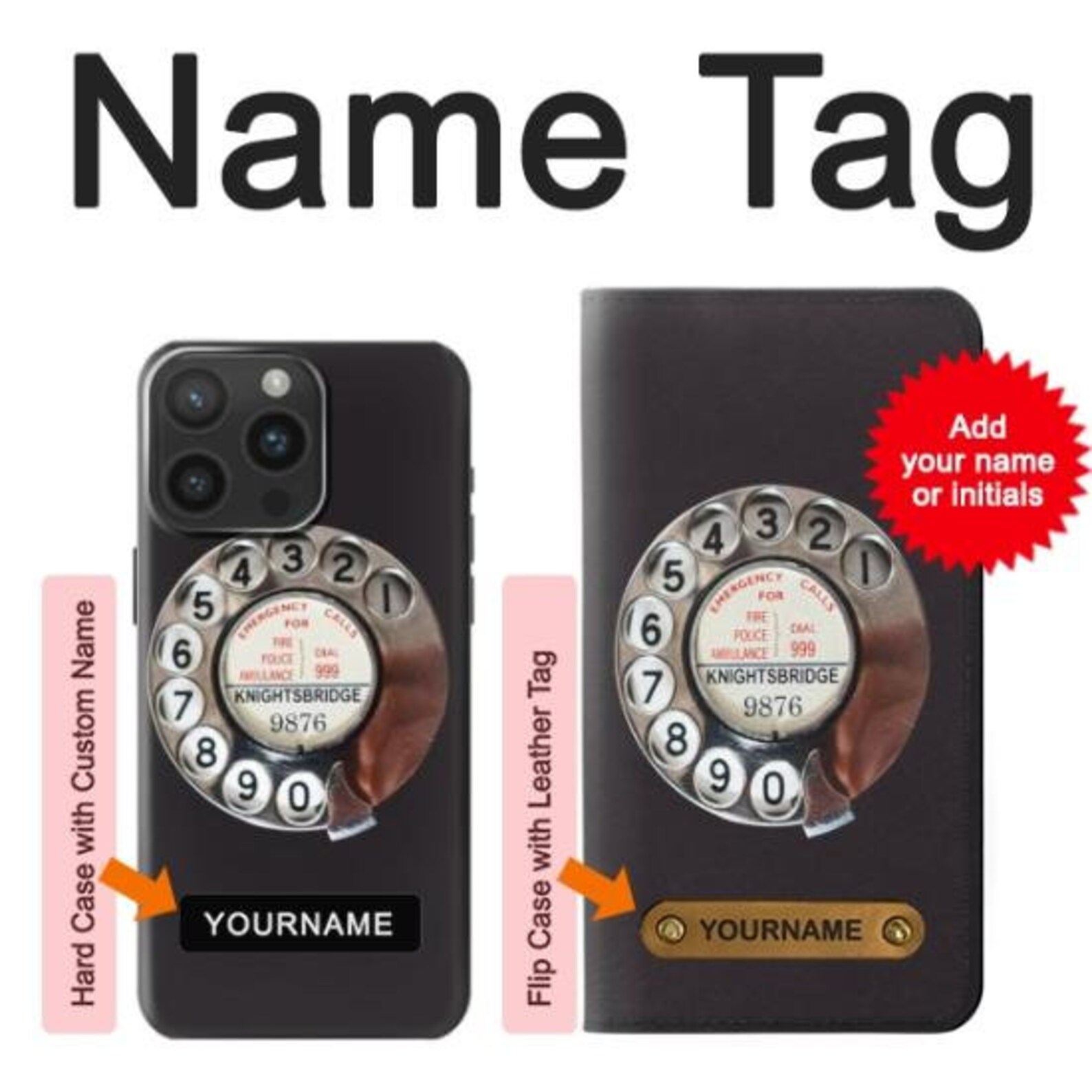 Vintage Rotary Phone Dial on Hard & Leather Flip Case iPhone 17 Pro Max ...