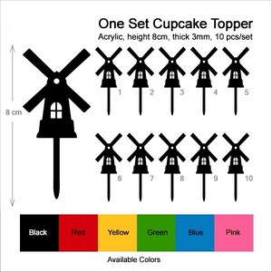 Windmill Holland Dutch Party Wedding Birthday Acrylic Cupcake Toppers ...