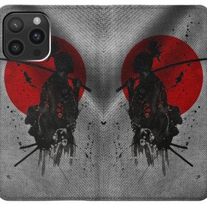 Japan Flag Samurai Hard & Leather Flip Case iPhone 17 Pro Max Air ...