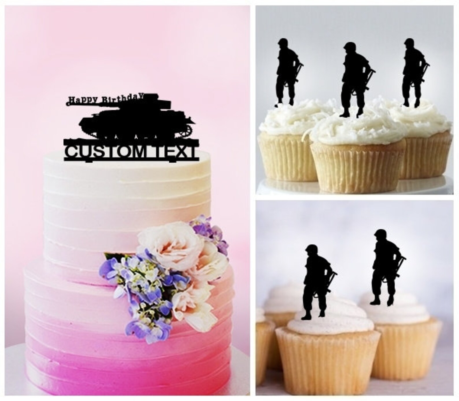 Tank Military Vehicle Party Wedding Birthday Acrylic Cake Topper ...