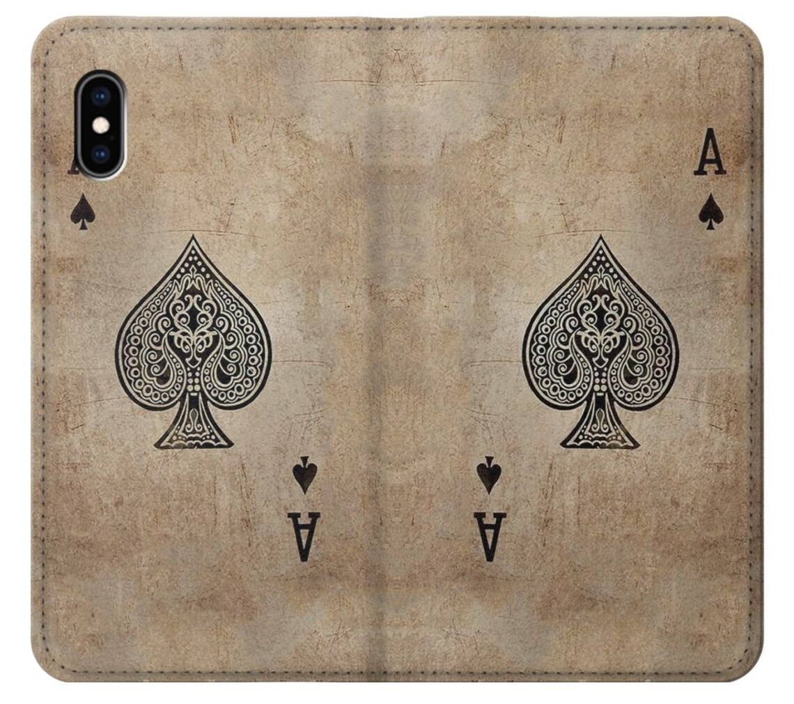 Vintage Spades Ace Card Hard & Leather Flip Case Iphone 14 Pro - Etsy